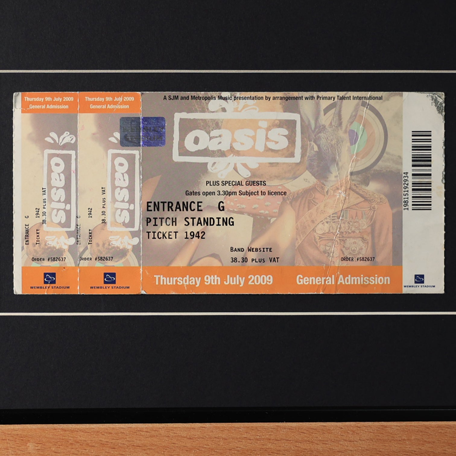 UNUSED - Oasis - Wembley Stadium (Thursday) 2009 Framed Ticket - New I ...